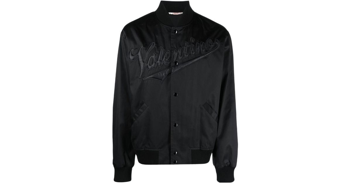 Valentino Raised-Logo Bomber Jacket in Black for Men | Lyst
