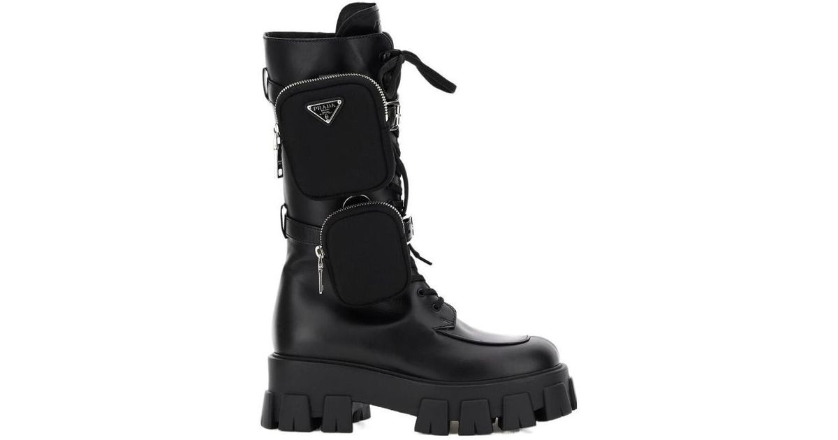 Prada Monolith Boots in Black | Lyst