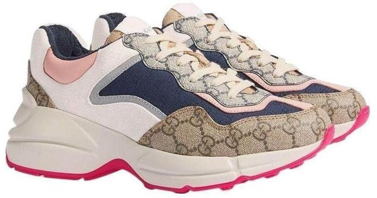 Gucci Rhyton Low-Top Sneakers in Pink | Lyst