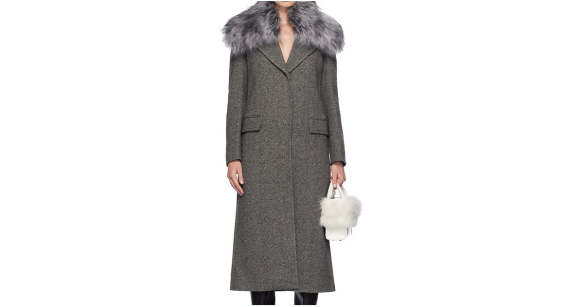 Blumarine Herringbone Pattern Coat in Gray | Lyst