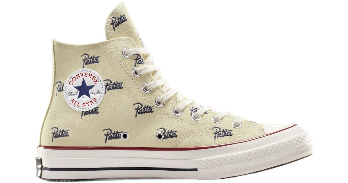 Converse X Patta Co-Branded Round-Head High-Top Casual Shoes in Natural ...
