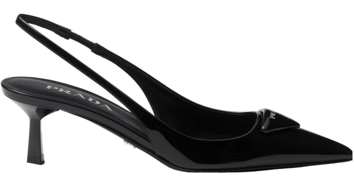 Prada Logo Slack-Heeled Heels in Black | Lyst