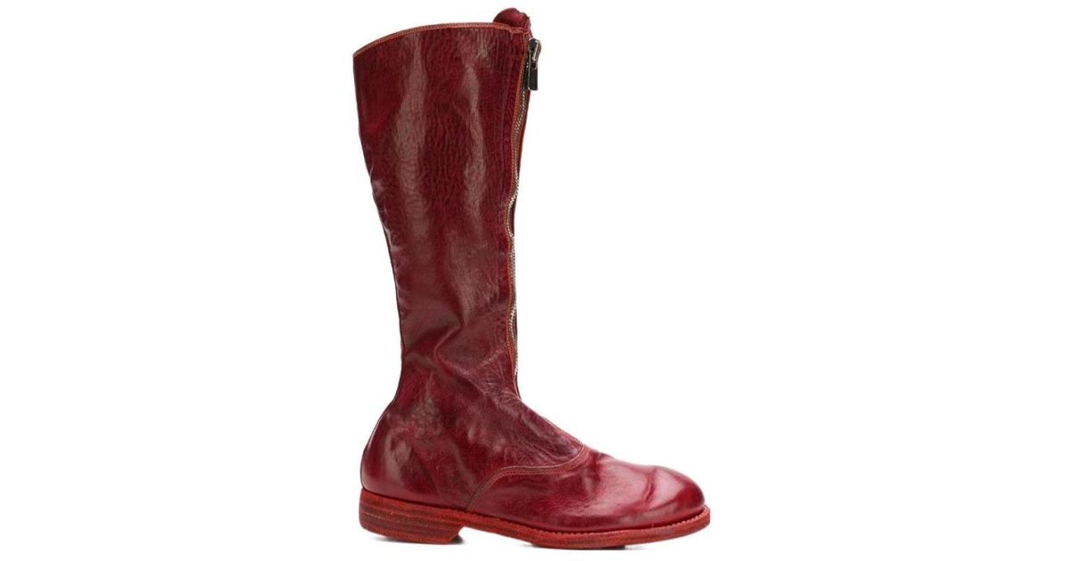 Guidi 410 Front Zipper High Boots in Red | Lyst