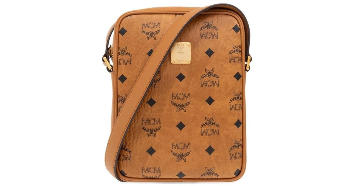 MCM Logo Plaque Zip-Up Crossbody Bag in Brown for Men | Lyst