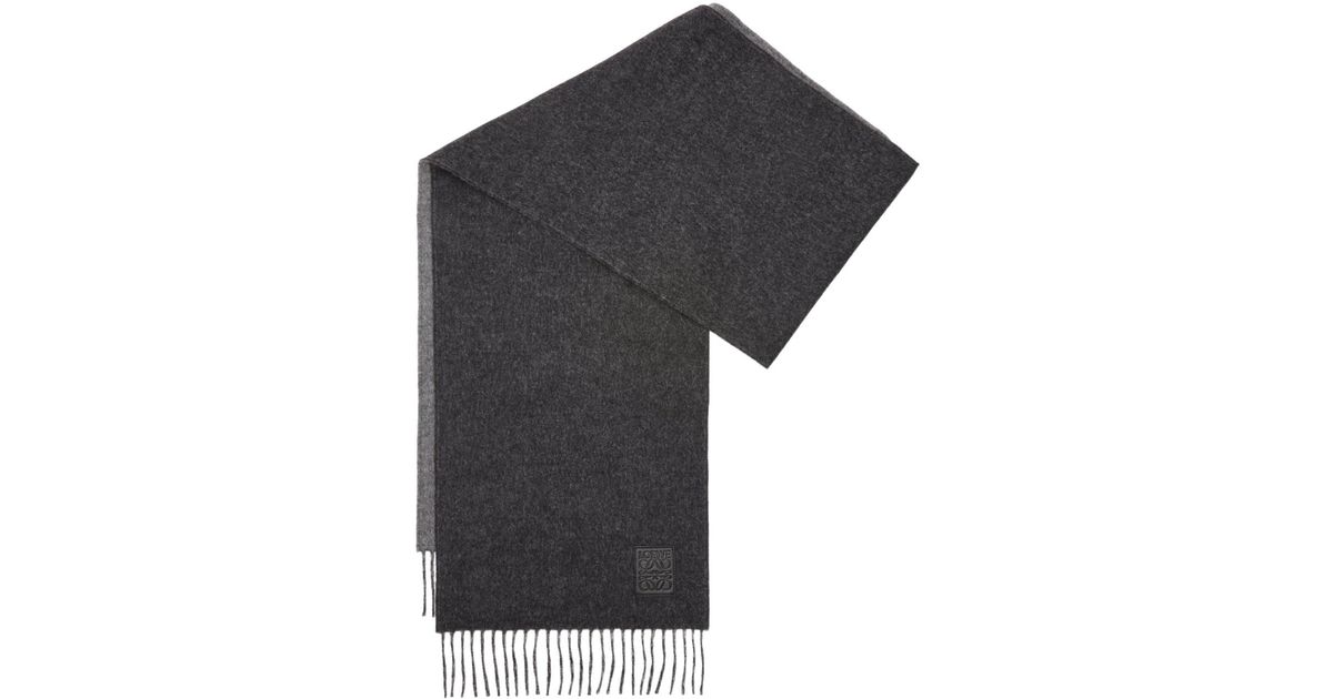Loewe Logo Patch Fringed Edge Scarf | Lyst