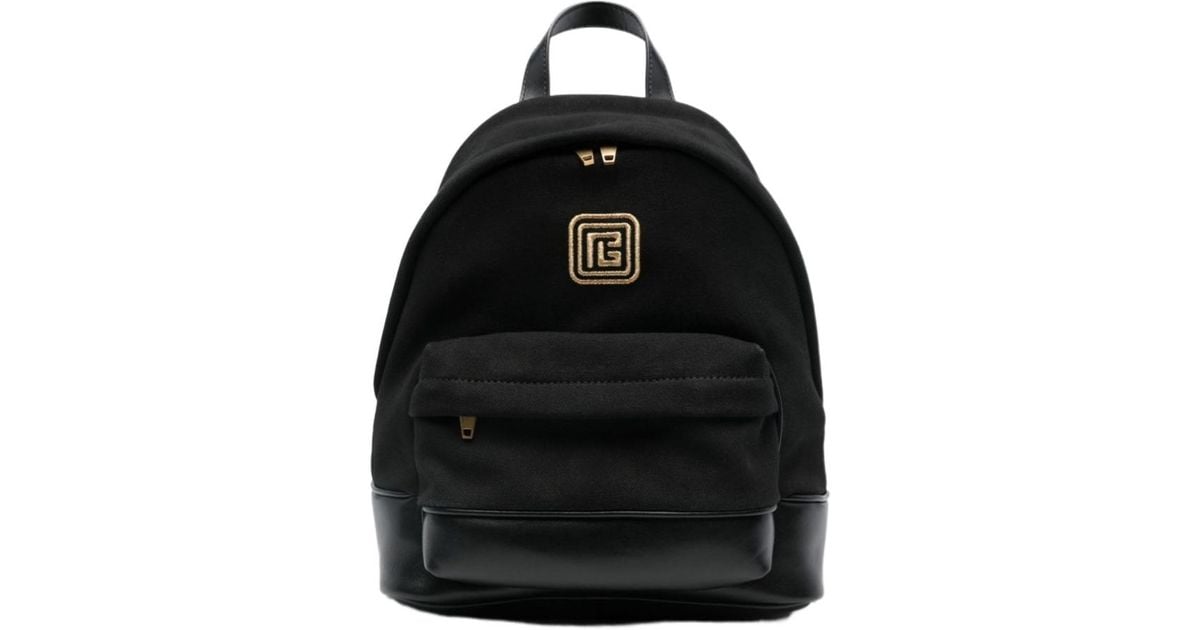 Balmain Logo-Embroidered Backpack in Black | Lyst