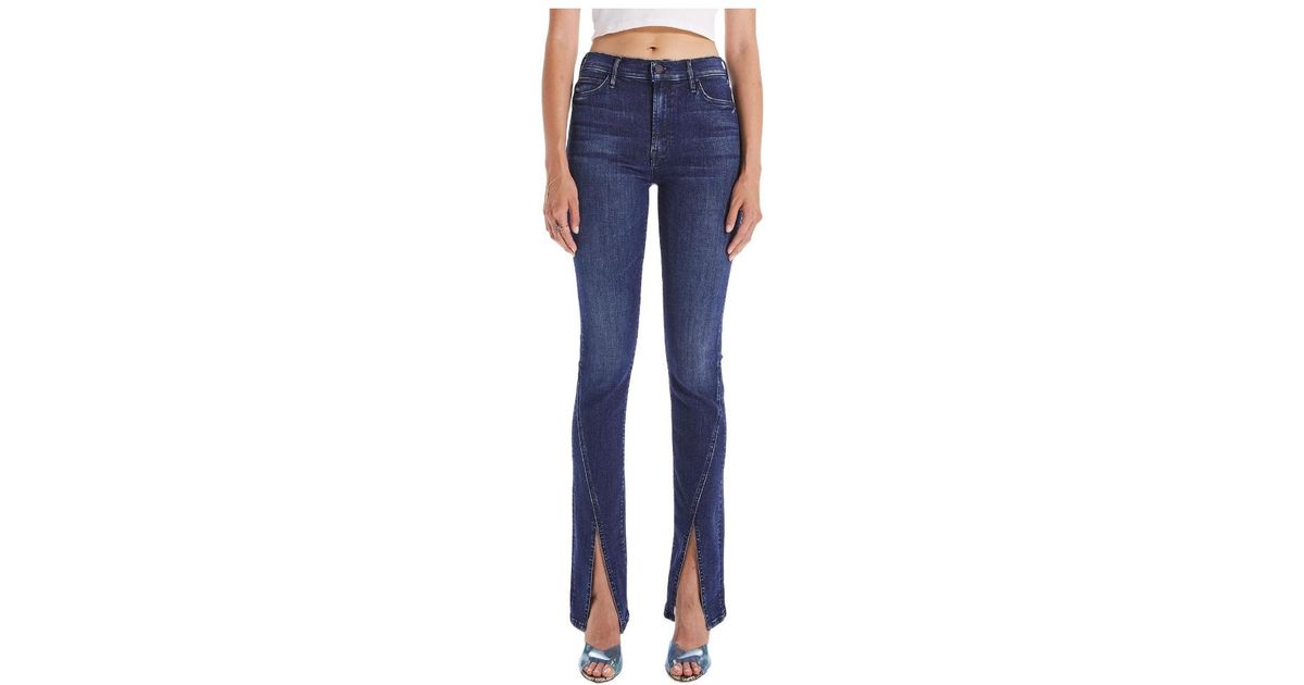 Mother Dark High-Rise Straight Jeans in Blue | Lyst