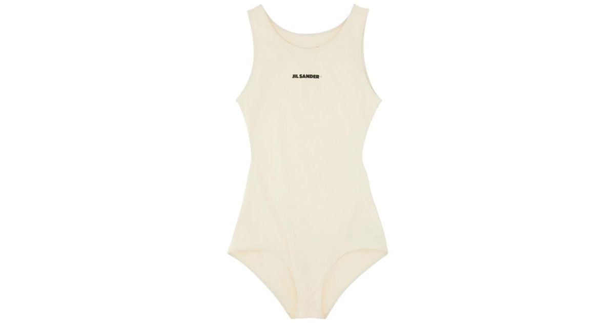 Jil Sander Logo Swimwear in Natural | Lyst UK