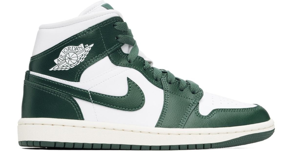 Nike Air Jordan 1 Mid High-Top Trainers in Green | Lyst
