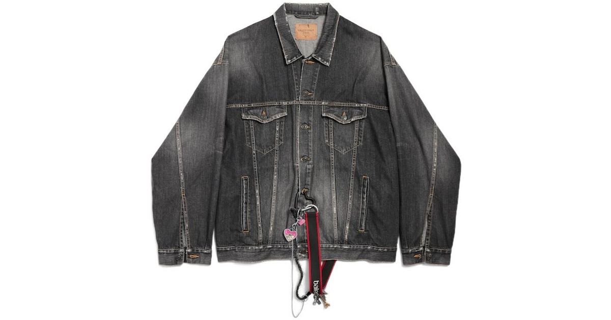 Balenciaga Oversized Charms Denim Jacket in Gray for Men | Lyst