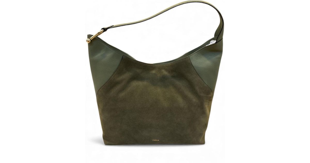 Furla Logo Lettering Large Lara Shoulder Bag in Green | Lyst UK