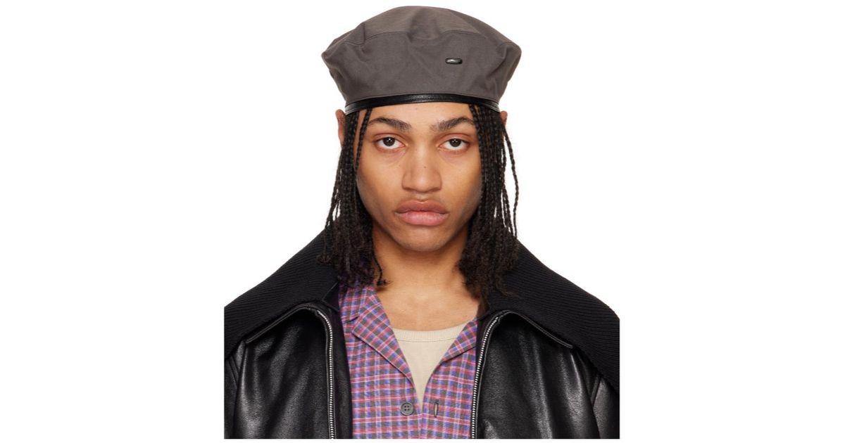 Our Legacy Leather-Trim Beret in Black | Lyst