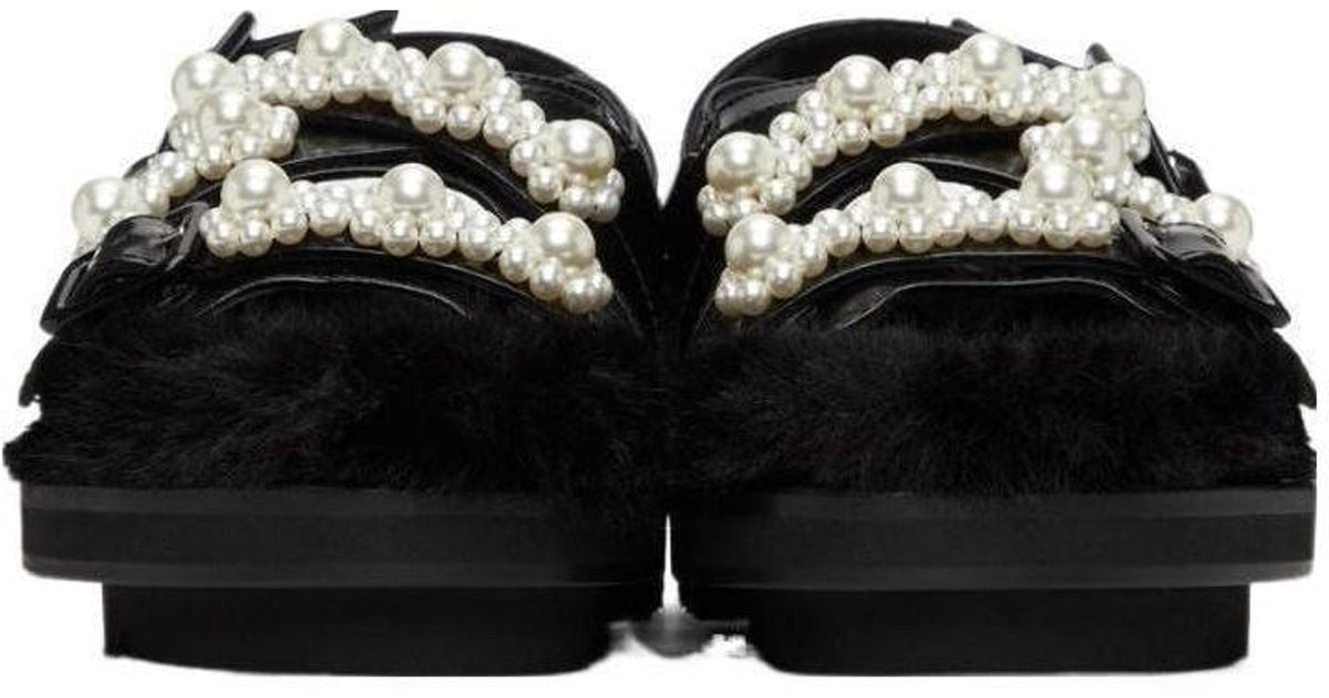 Simone Rocha Logo Patent Leather Sandals in Black | Lyst