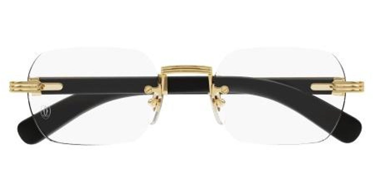 Cartier Frameless Rectangular Sunglasses in Black | Lyst