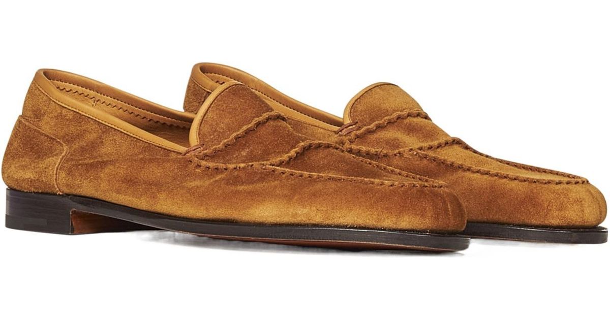 John Lobb Round Toe Loafers in Brown for Men | Lyst