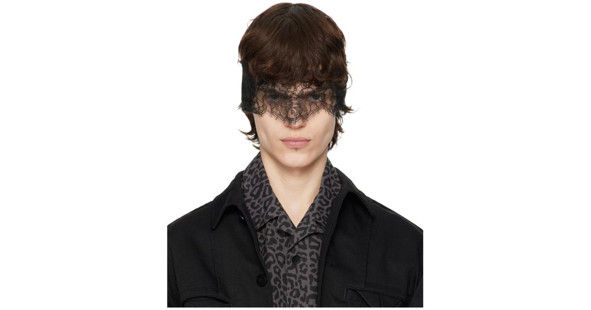 Undercover Lace-Trimmed Leather Face Mask in Black for Men | Lyst