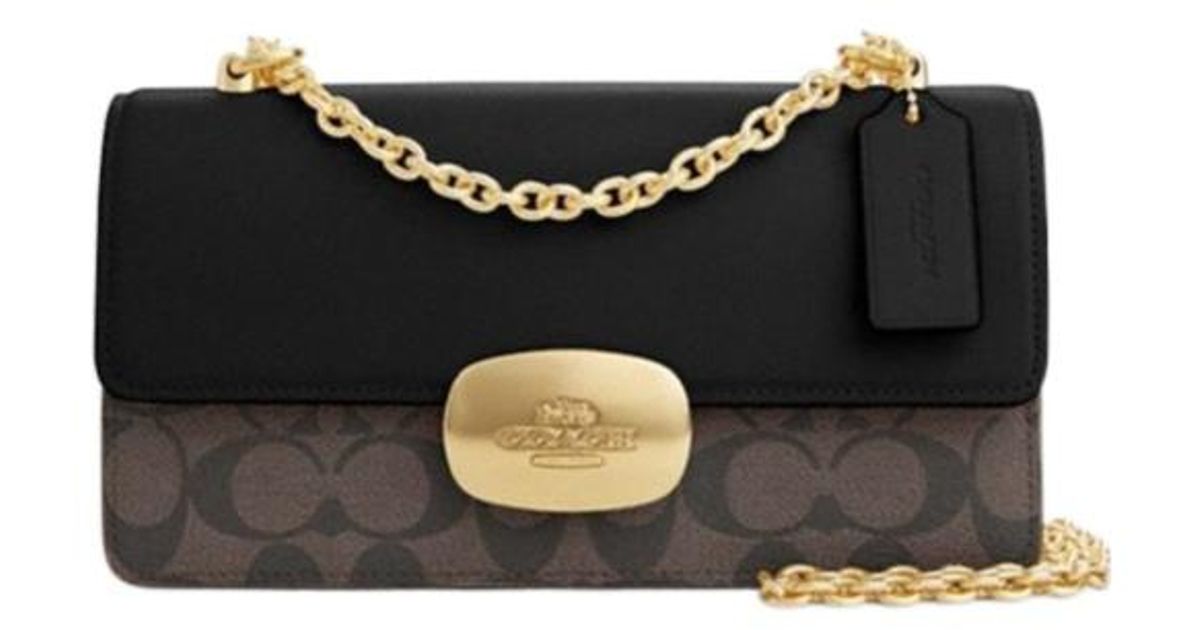 COACH Logo Flip Shoulder Bag in Black | Lyst