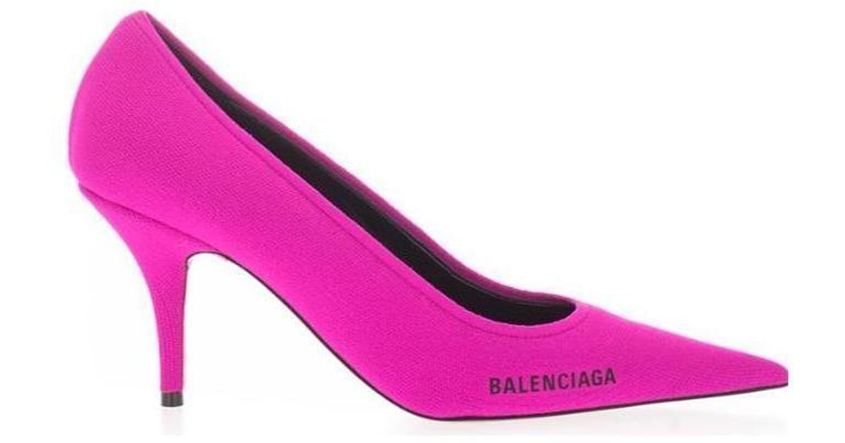 Balenciaga Logo Details Pointed High Heels in Pink | Lyst