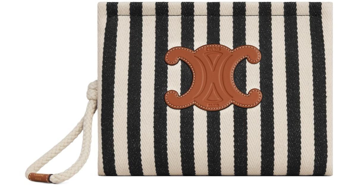 Celine Logo Clutch in Black | Lyst