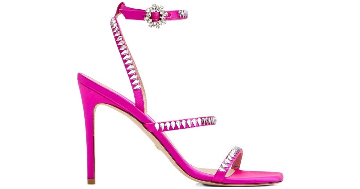 Stuart Weitzman Logo High-Heeled Sandals in Pink | Lyst