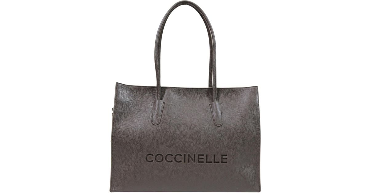 Coccinelle Logo-Lettering Handbag in Grey | Lyst UK