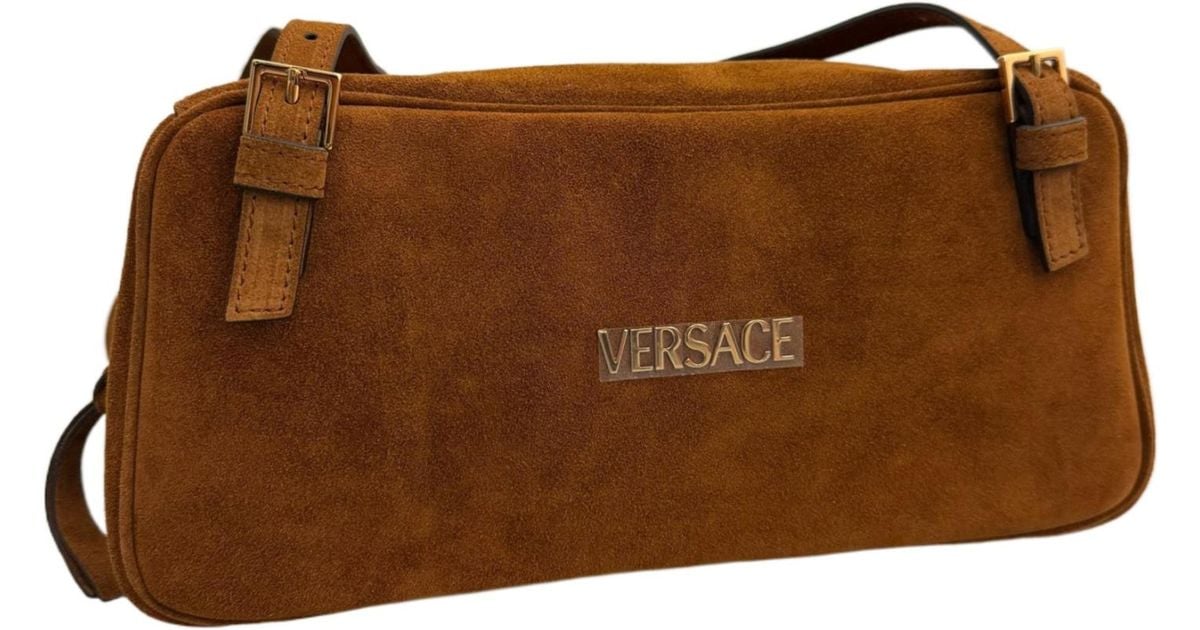 Versace Letter Shoulder Bag in Brown | Lyst