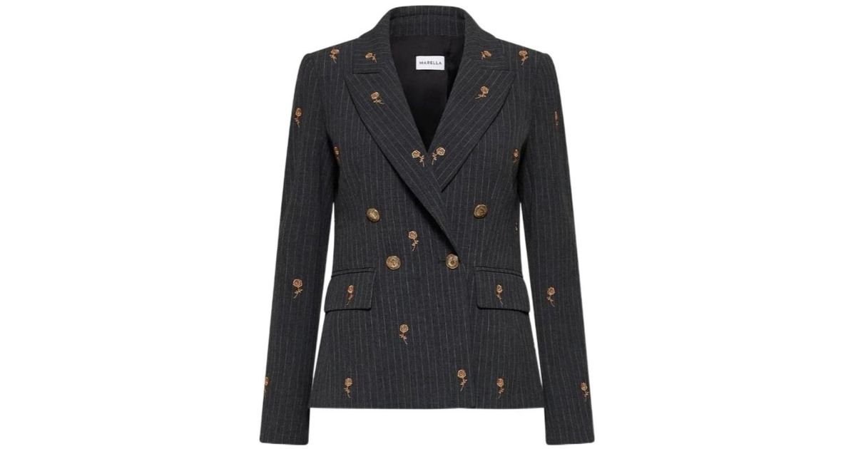 Marella Logo Blazer in Black | Lyst