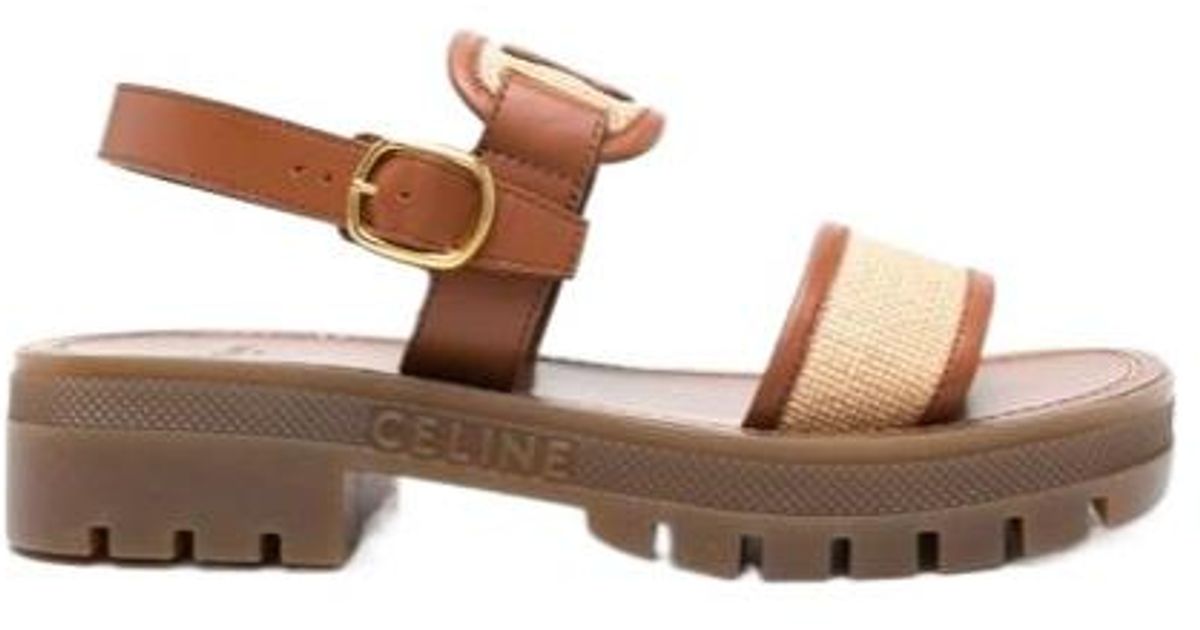 Celine Clea Triomphe Sandal in Brown | Lyst