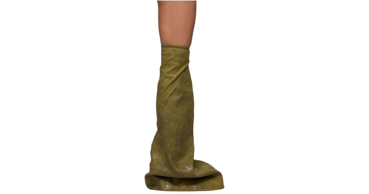 Rick Owens Asymmetrical Seam Line Boots in Green for Men | Lyst