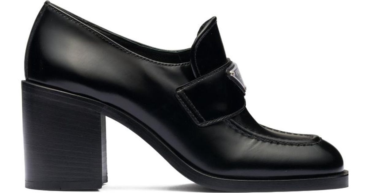 Prada Logo High Heels in Black | Lyst
