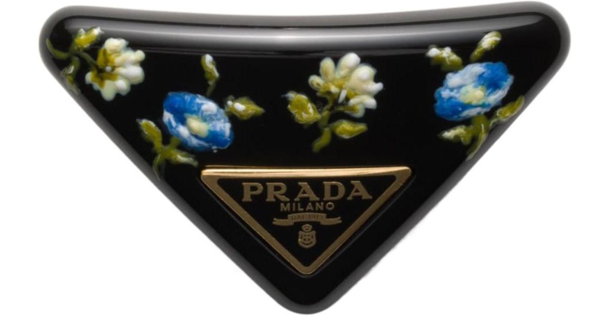 Prada Logo Hairpin in Black | Lyst