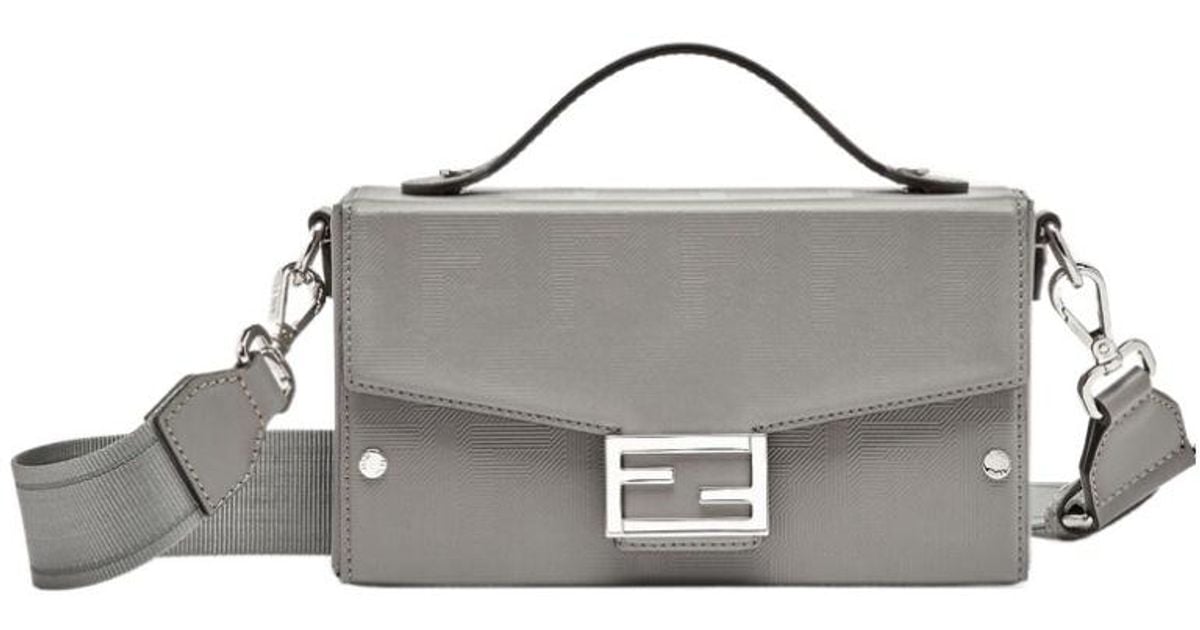 Fendi Soft Baguette Leather Shoulder Bag in Gray for Men | Lyst