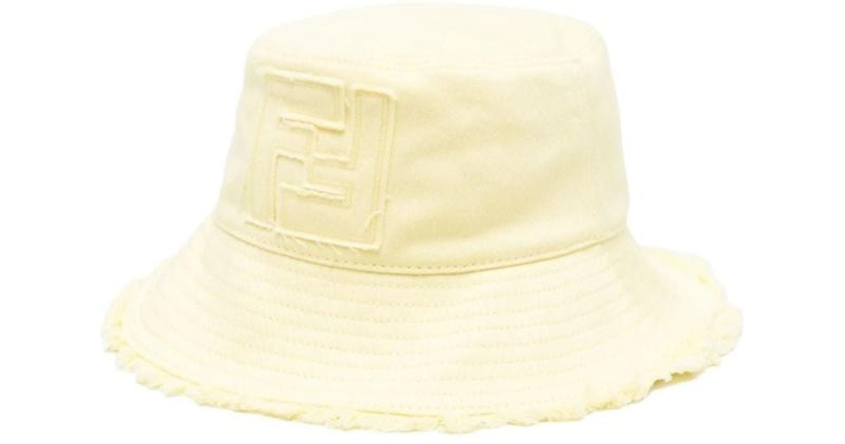 Fendi Ff-Patch Bucket Hat in White | Lyst