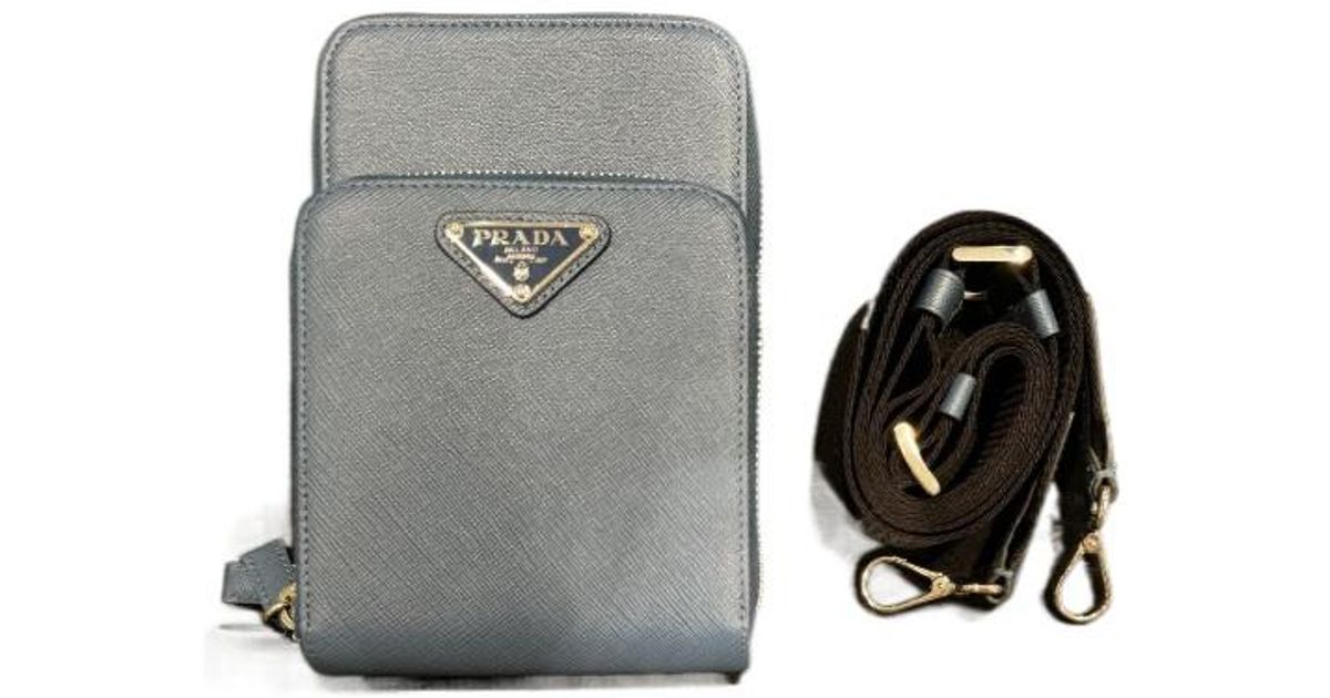 Prada Saffiano Leather Smartphone Case in Gray for Men | Lyst