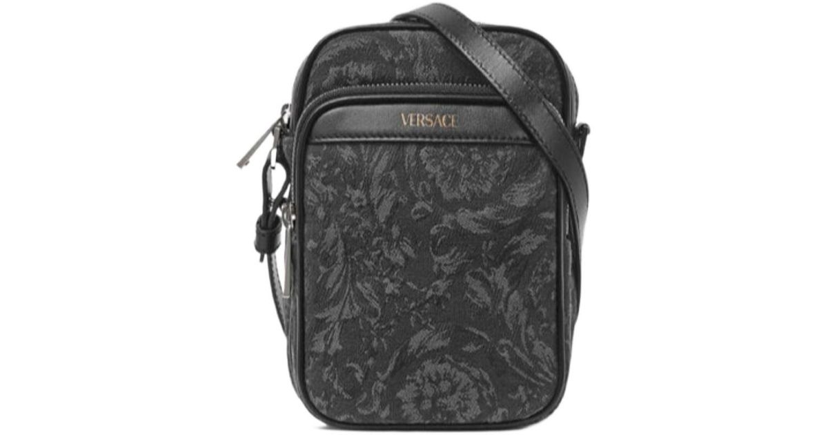 Versace Barocco Athena Crossbody Bag in Gray for Men | Lyst