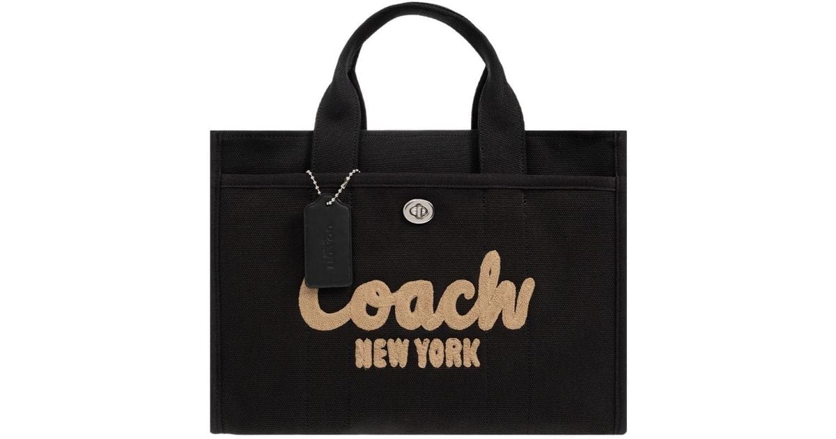 COACH Logo-Embroidered Shopper Bag in Black | Lyst