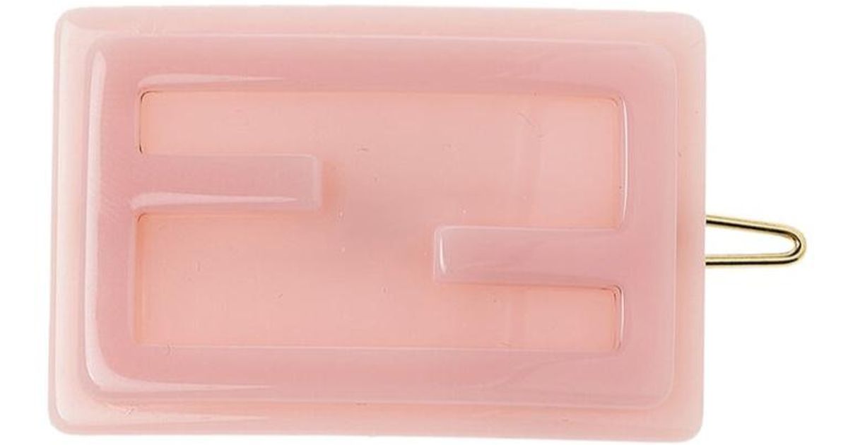 Fendi F Logo Hair Clip in Pink | Lyst
