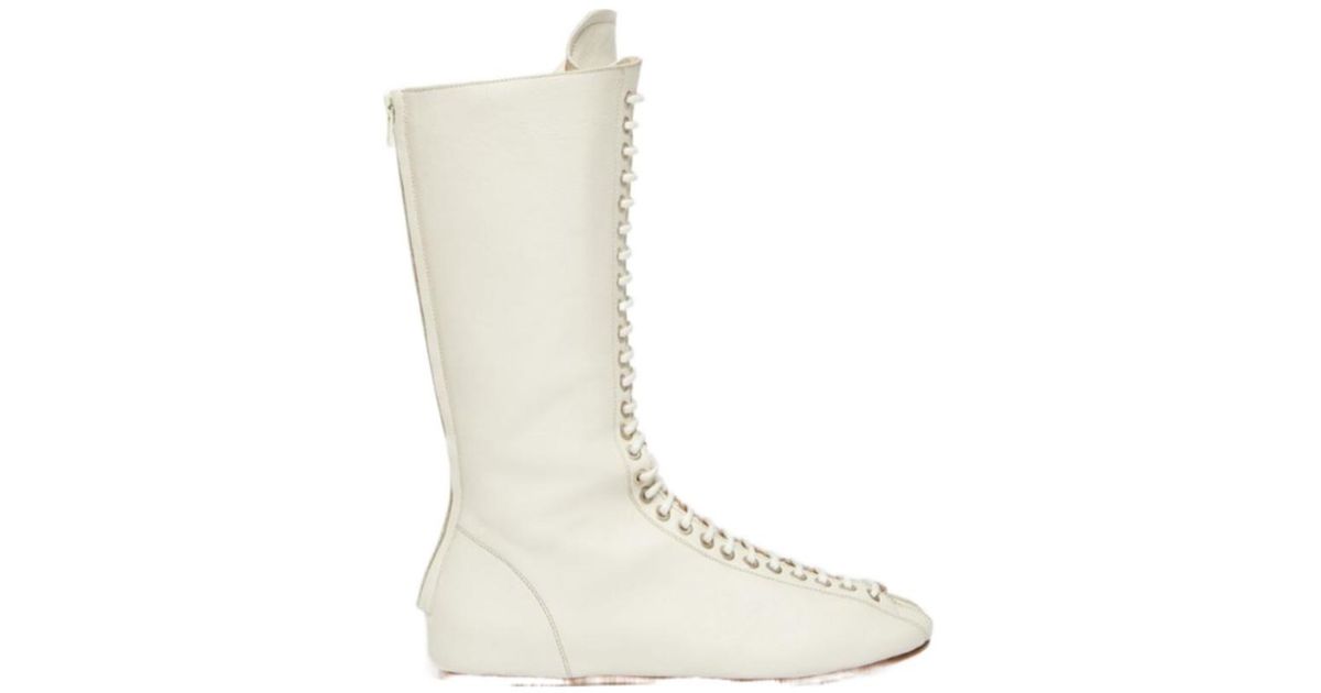 Sportmax Flat-Angled Boots in White | Lyst