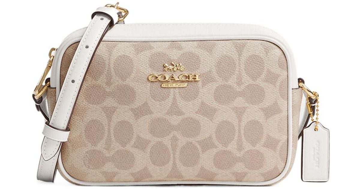COACH Mini Jamie's Signature Canvas Camera Bag in Natural | Lyst