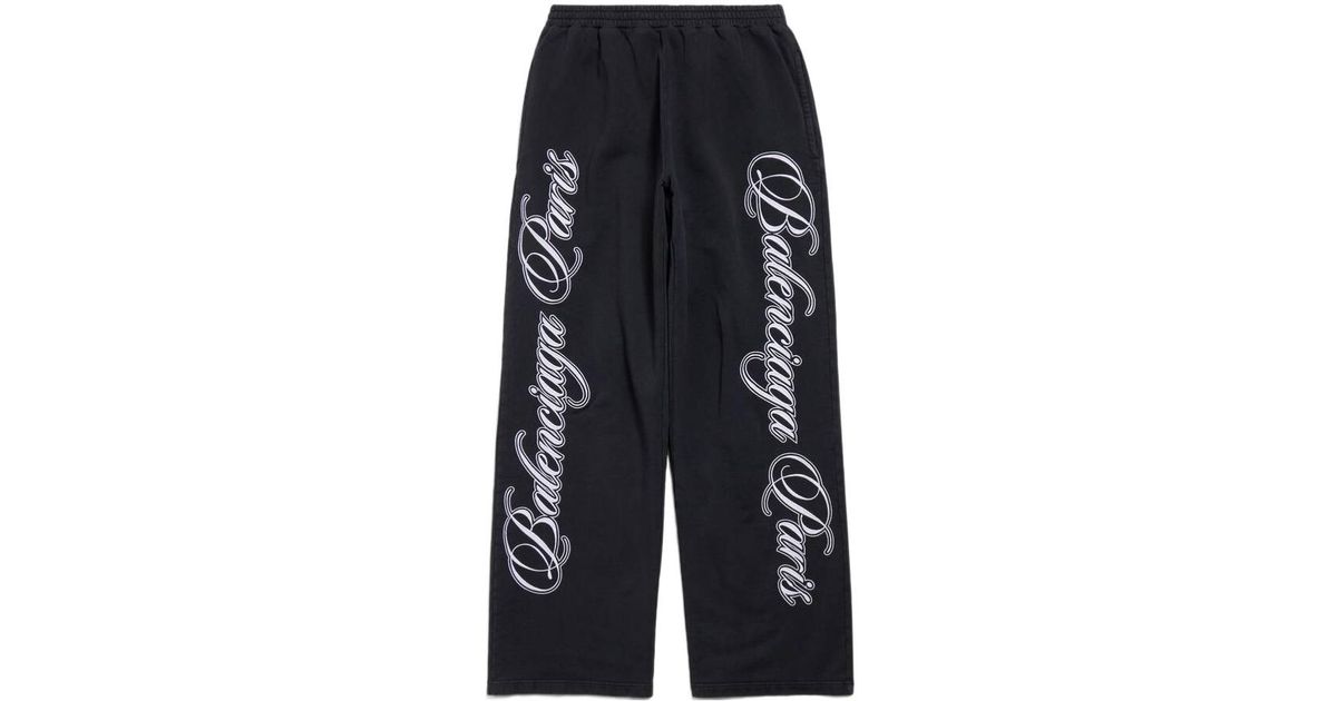 Balenciaga Baggy Cursive Wide-Leg Pants in Black for Men | Lyst