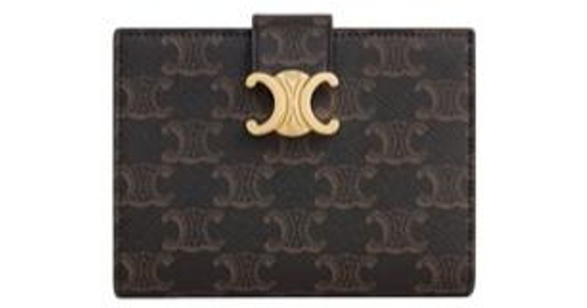 Celine Logo Wallet in Black | Lyst
