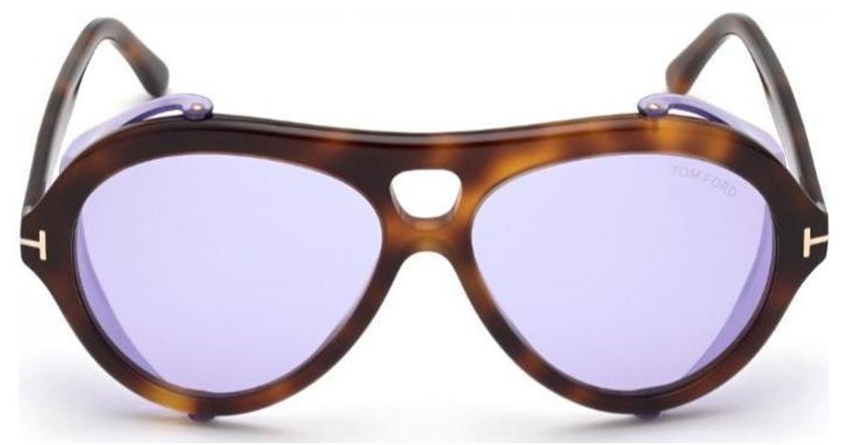 Tom Ford Eyewear Aviator Frame Sunglasses in White for Men | Lyst