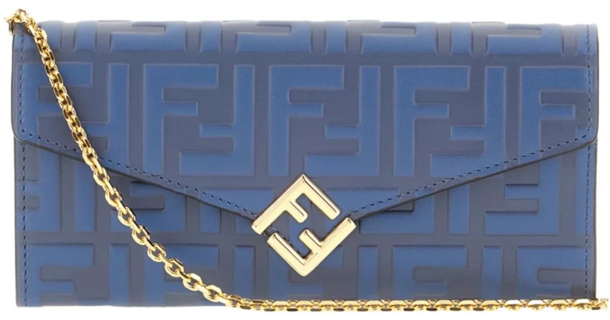 Fendi Leather Wallet in Blue | Lyst