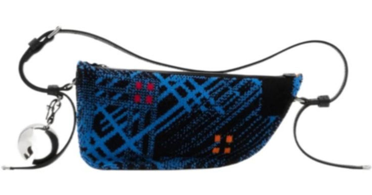 Burberry Mini Shield Wool Shoulder Bag in Blue | Lyst