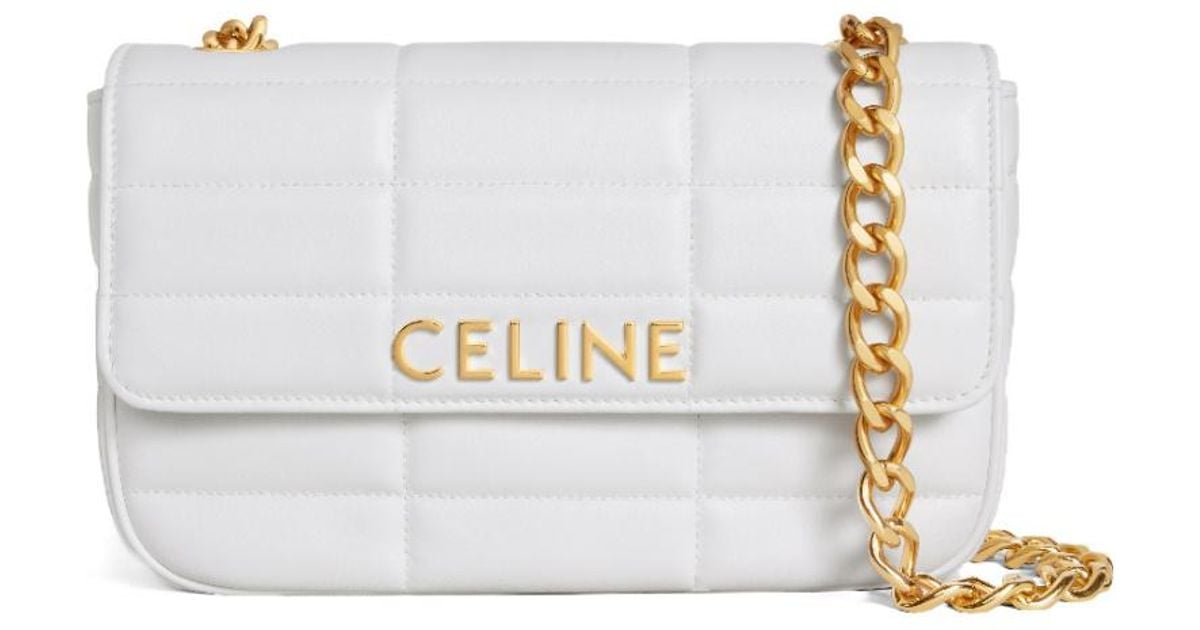 Celine Chain Shoulder Bag Matelasse Monochrome in White | Lyst