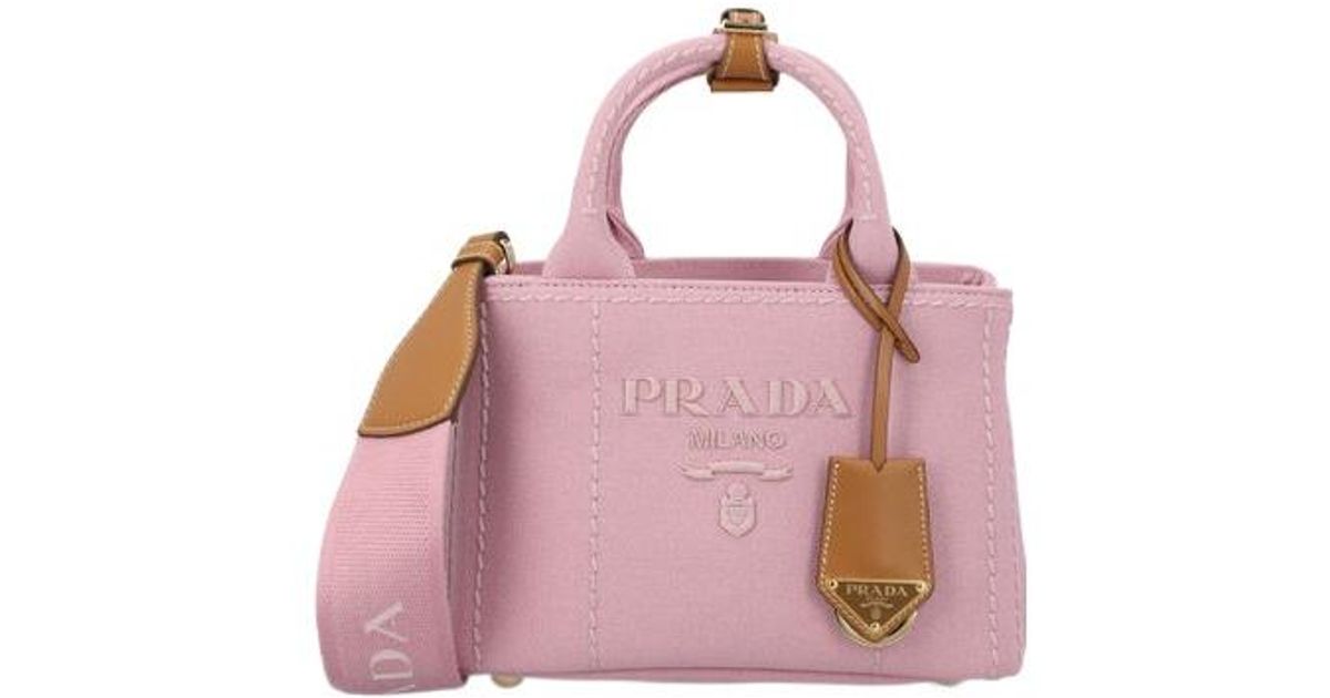 Prada Mini Double Handle Shoulder Bag in Pink | Lyst