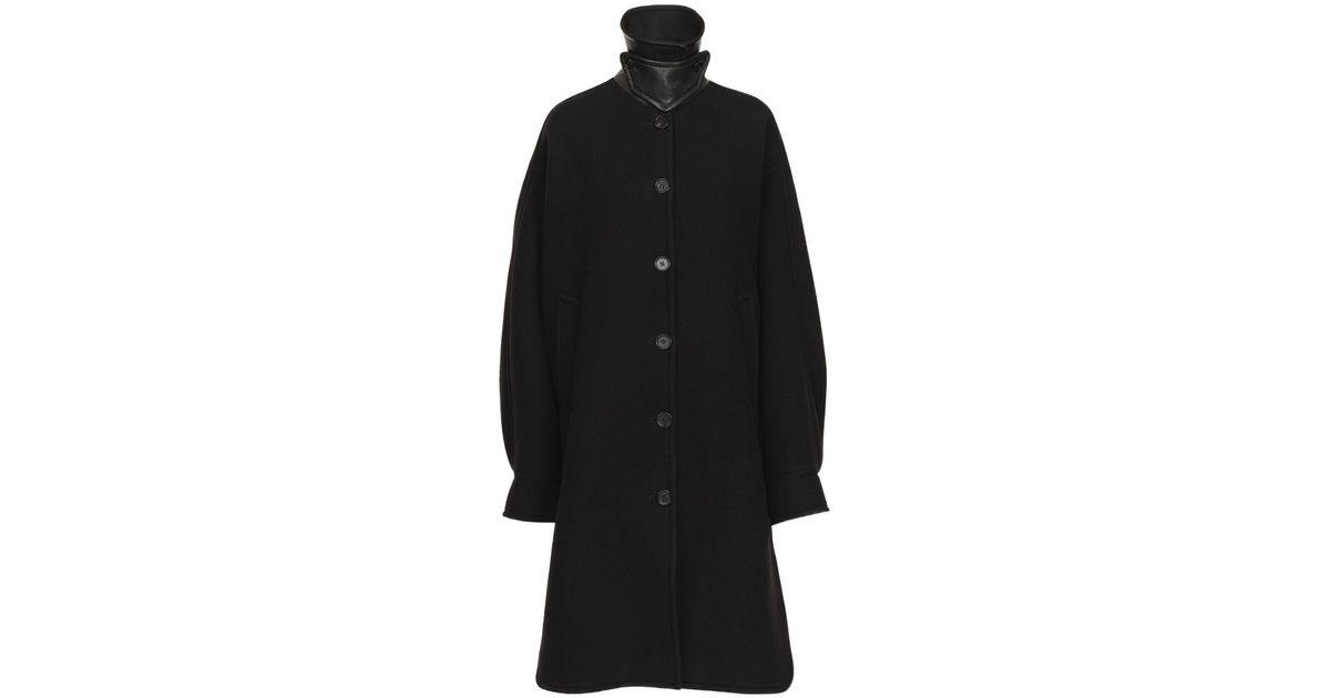 Chloé Medium And Long Extra-Large Medium And Long Wool Coat in Black | Lyst