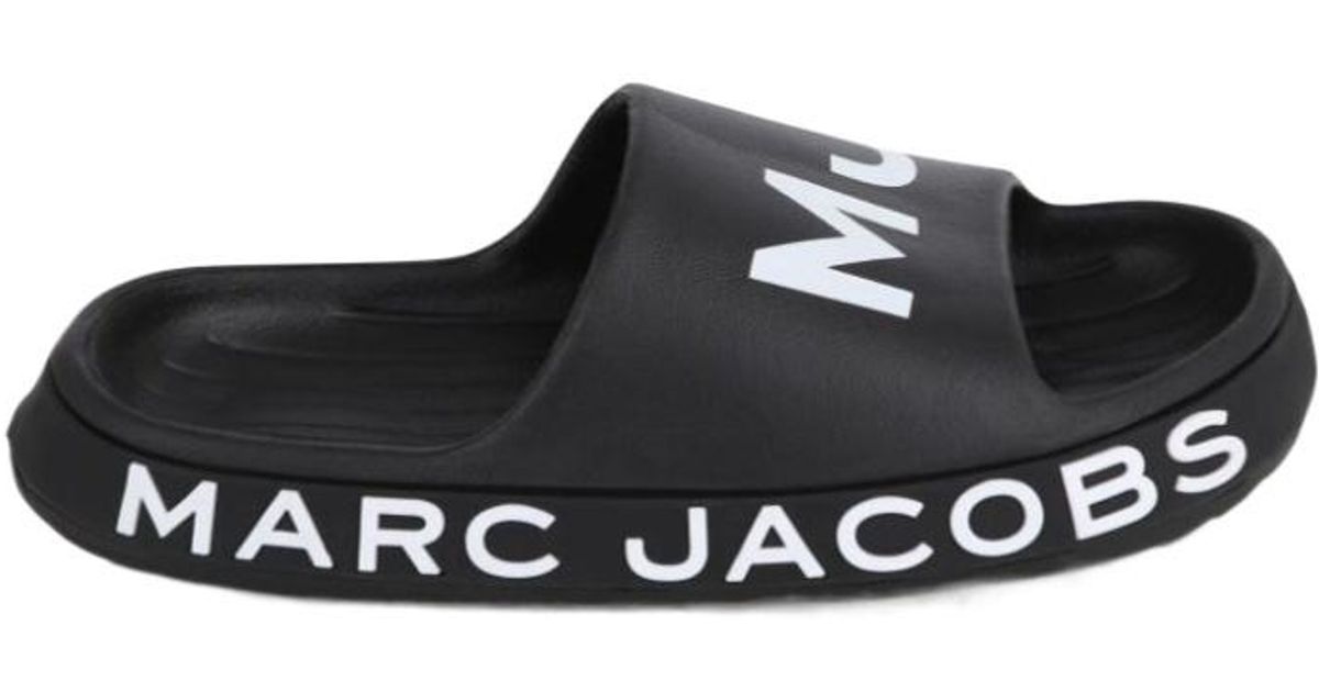 Marc Jacobs Aqua Logo-Print Slides in Black | Lyst