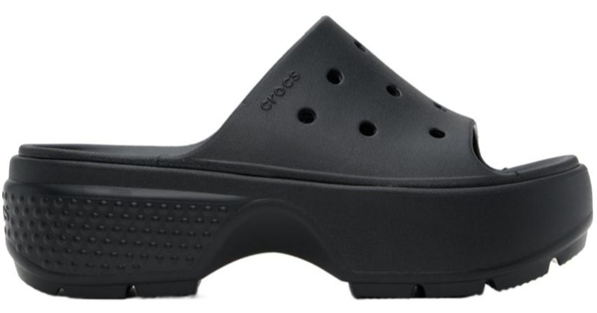 Crocs™ Perforated Detail Slippers in Black | Lyst