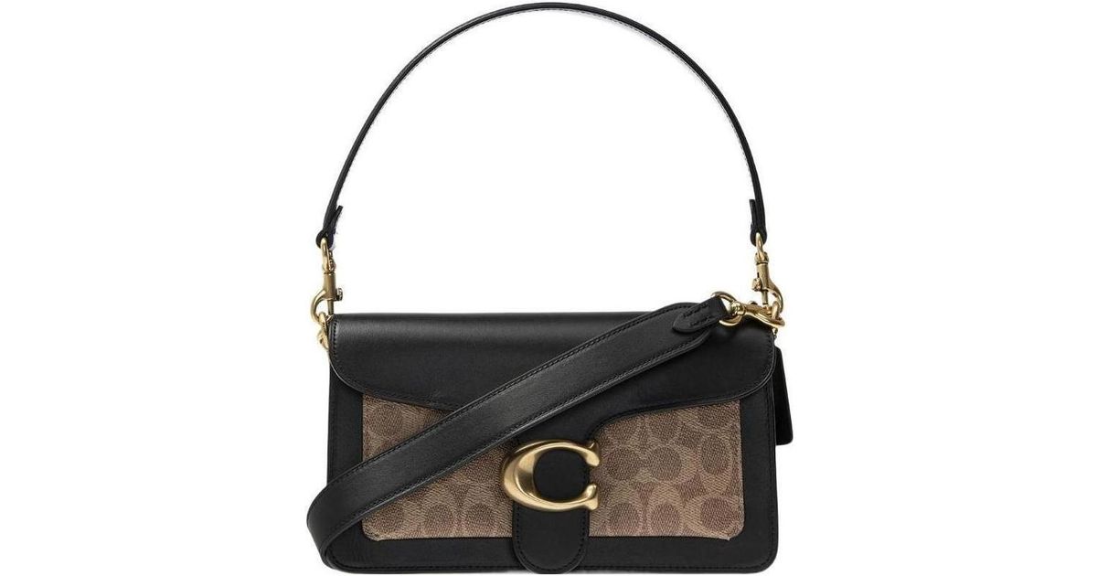 COACH Tabby Monogram-Print Shoulder Bag in Black | Lyst